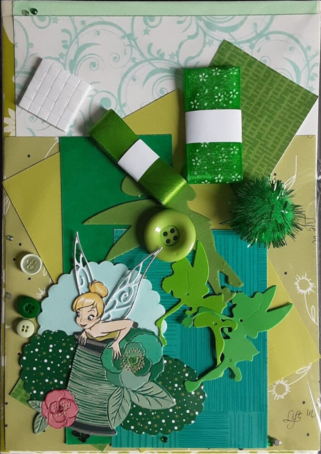 A5 Disney Tinkerbell Green General Card Making Kit - Etsy