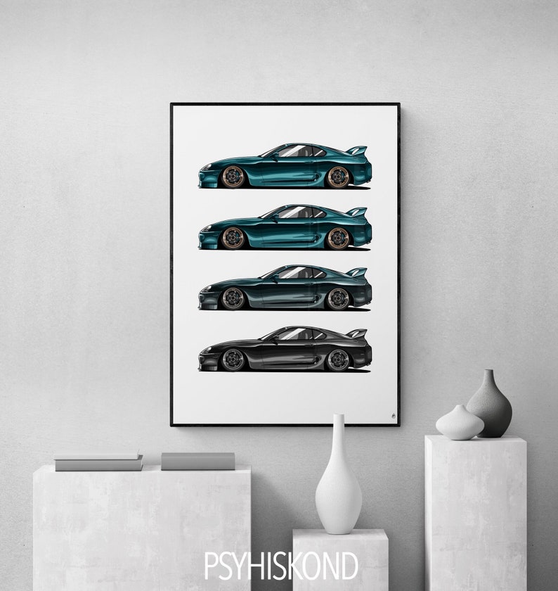 Blue Toyota Supra Mk4 Digital Drawing Printable Art Decor for - Etsy