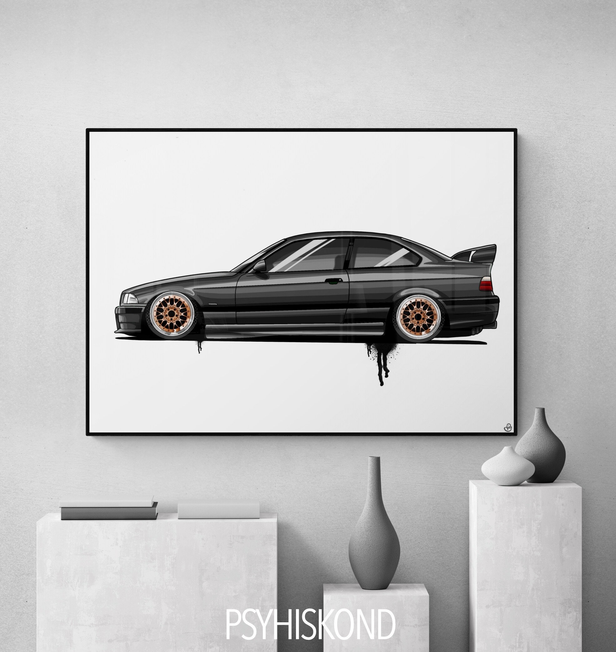 BMW E36 Digital Drawing Art Design Printable Wall Interior Art Wall ...