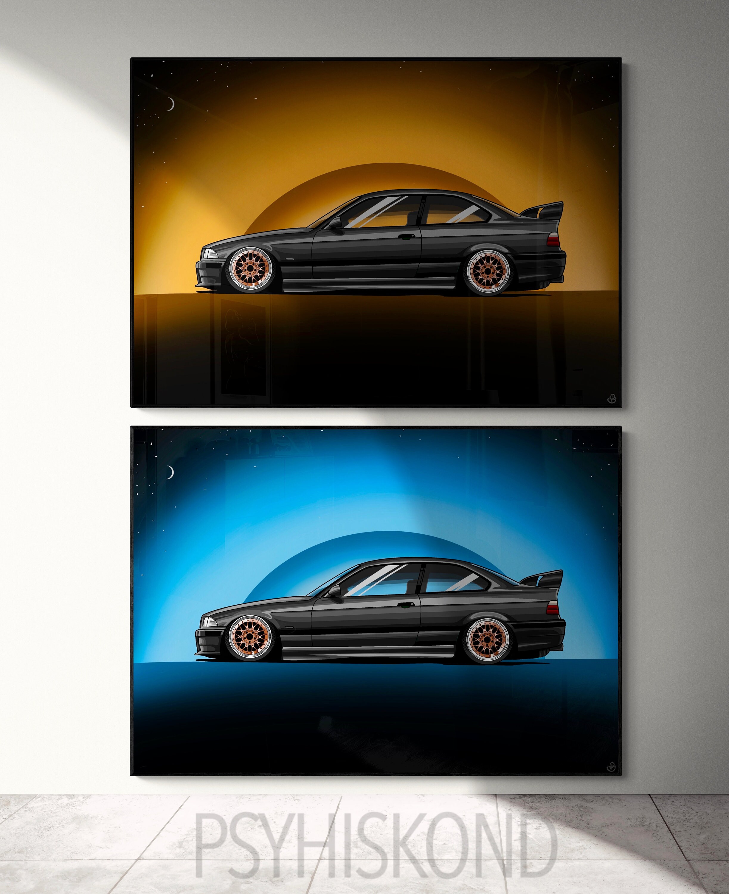 BMW E36 Digital Drawing Art Design Printable Wall Interior - Etsy