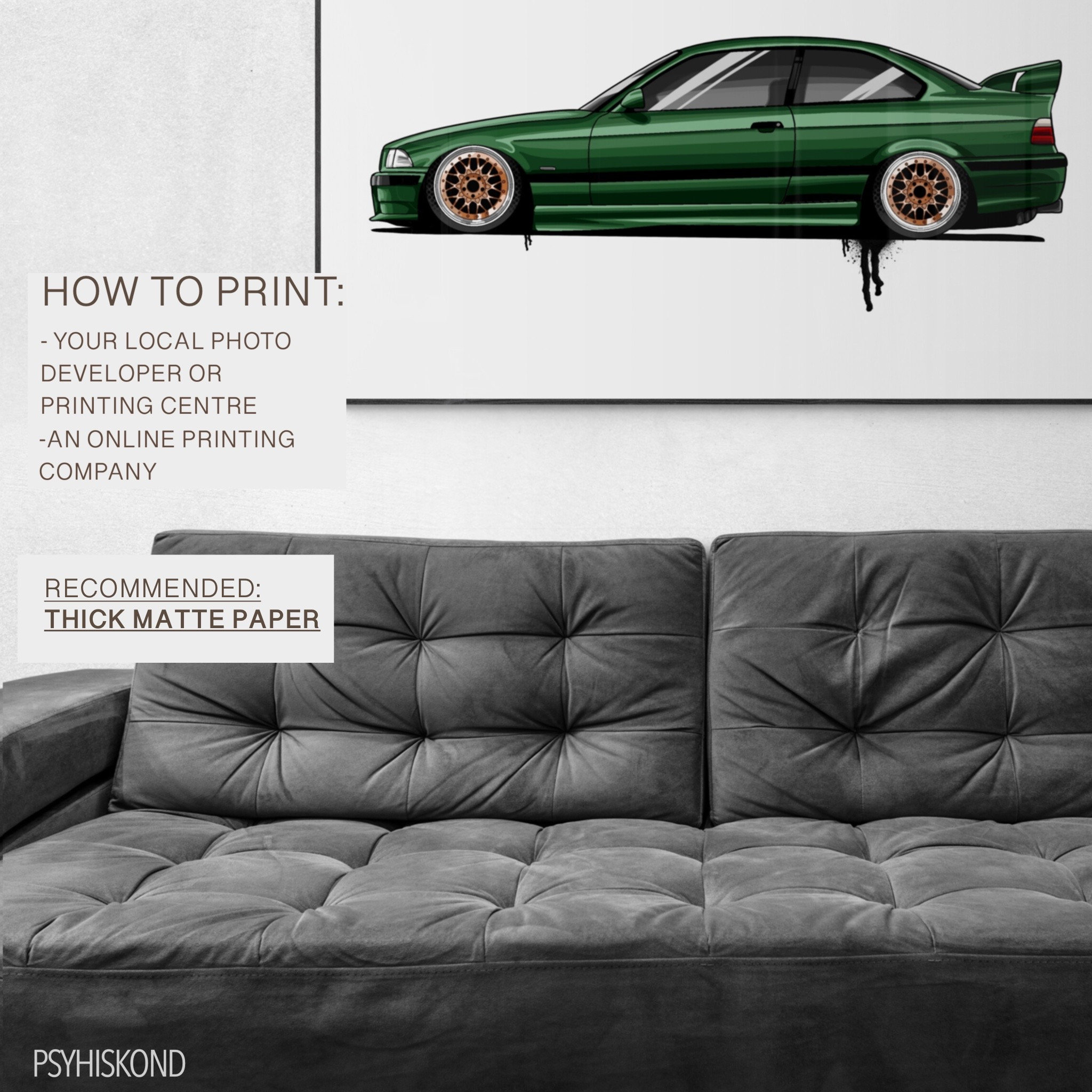 BMW E36 Digital Drawing Art Design Printable Wall Interior Art Wall ...