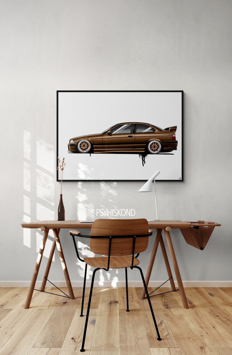 BMW E36 Digital Drawing Art Design Printable Wall Interior Art Wall ...