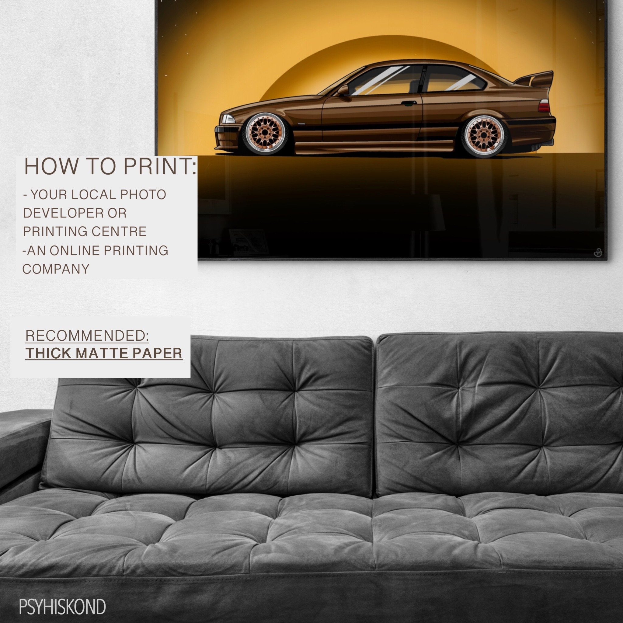 BMW E36 Digital Drawing Art Design Printable Wall Interior Art Wall ...