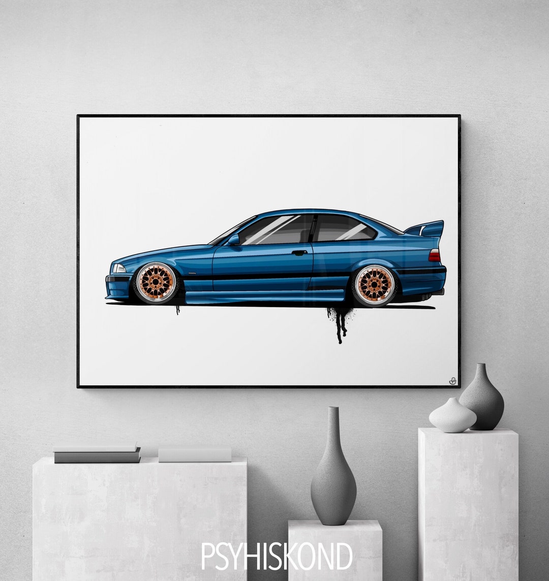 BMW E36 Digital Drawing Art Design Printable Wall Interior Art Wall ...