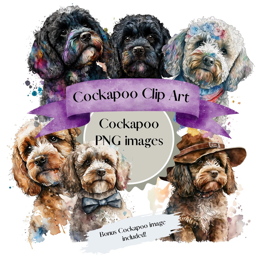 Cockapoo Clip Art Watercolor| Cute Dog Clipart | Dog PNG | Cute Dog ...