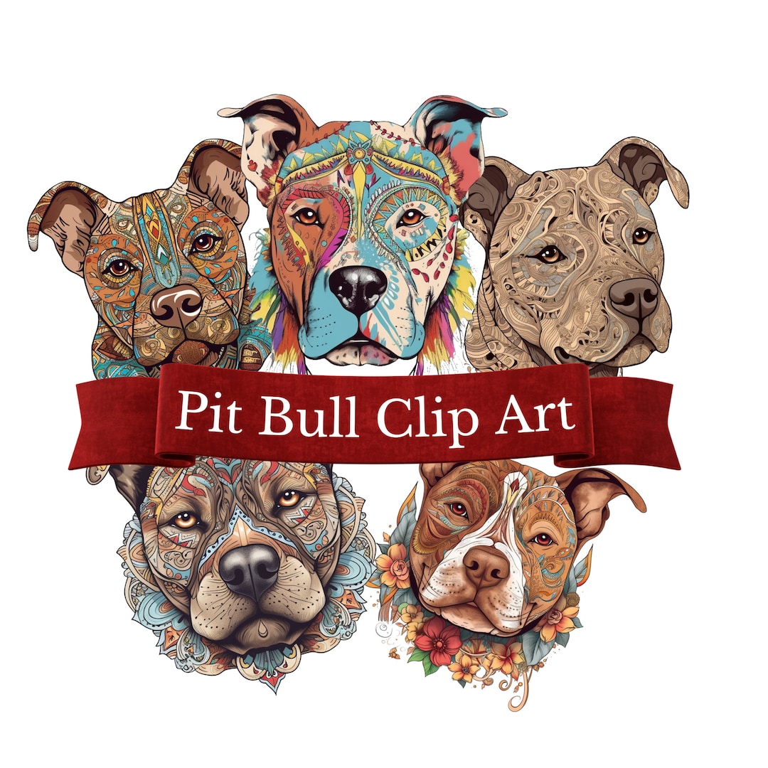 Pitbull Clipart, Dog Puppy Clip Art Digital Download PNG Images, Pit ...
