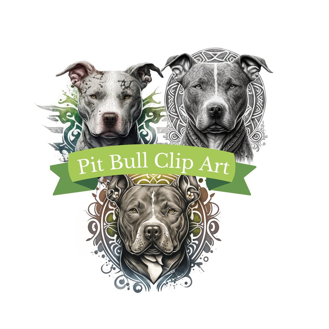 Pitbull Clipart, Dog Puppy Clip Art Digital Download PNG Images, Pit ...