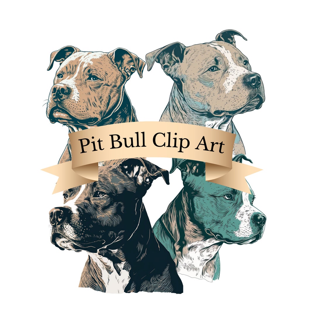 Pitbull Clipart, Dog Puppy Clip Art Digital Download PNG Images, Pit ...