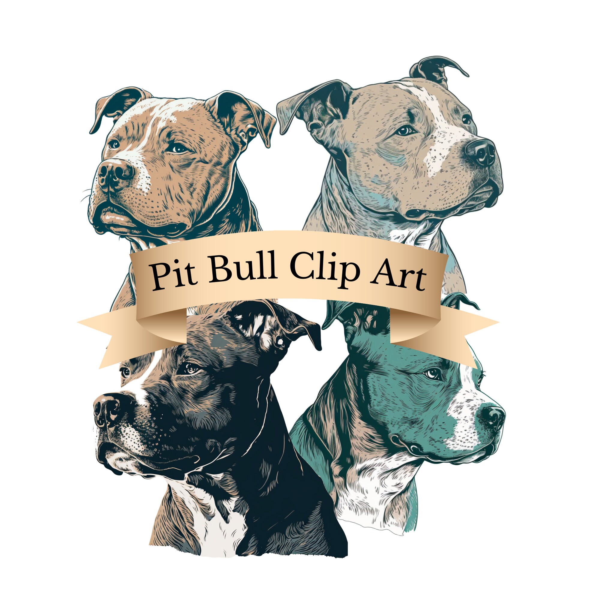 Pitbull Clipart, Dog Puppy Clip Art Digital Download PNG Images, Pit ...