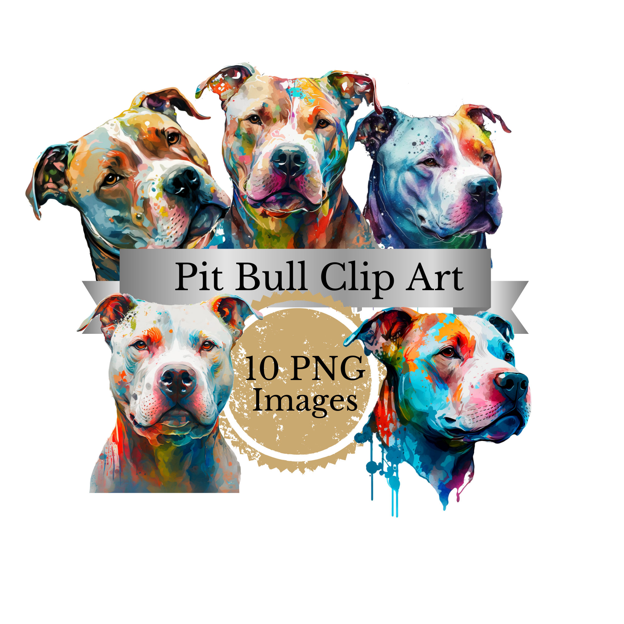 Pitbull Clipart, Dog Puppy Clip Art Digital Download PNG, Pit Bull ...