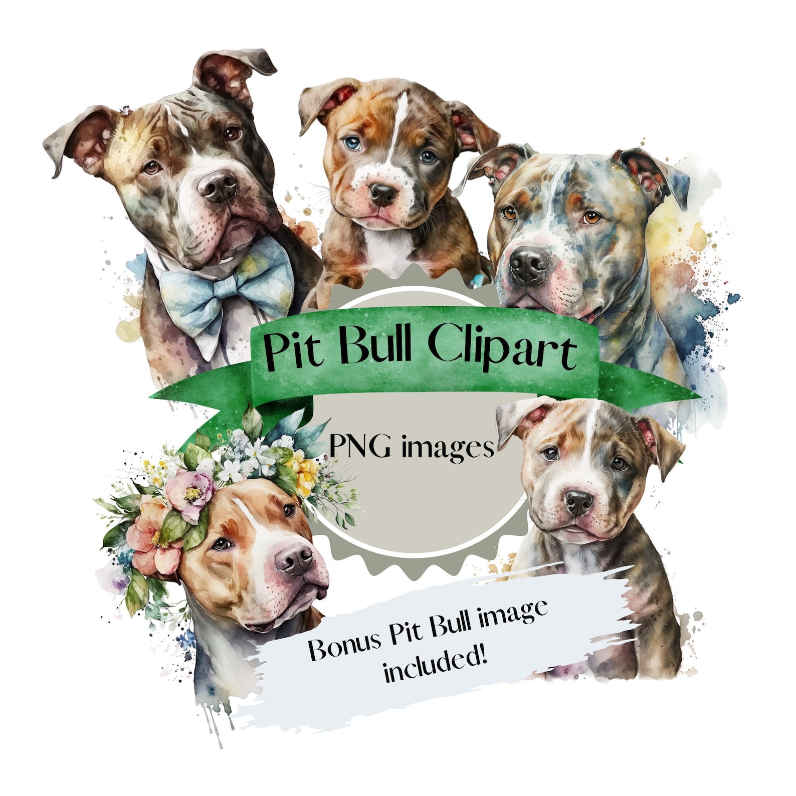 Pitbull Clipart, Dog Puppy Clip Art Digital Download PNG Images, Pit ...