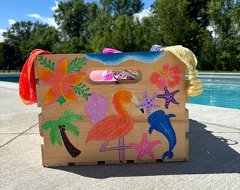 Customized Large Bikini Box, Handmade Crate, Bathing Suit Organization ...