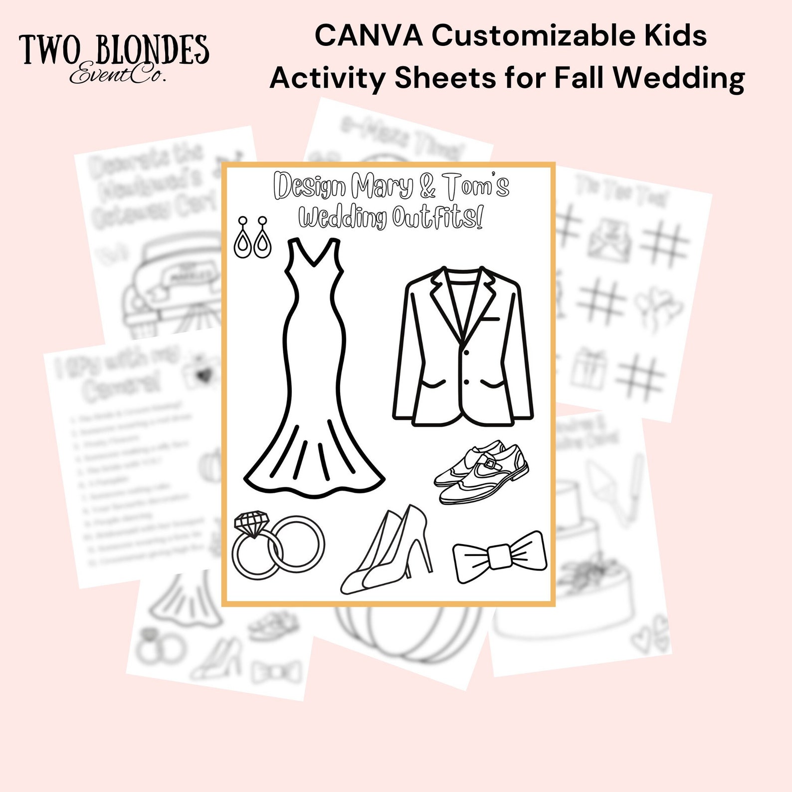 Canva Customizable Fall Wedding Couple Coloring Sheets Kids Coloring ...