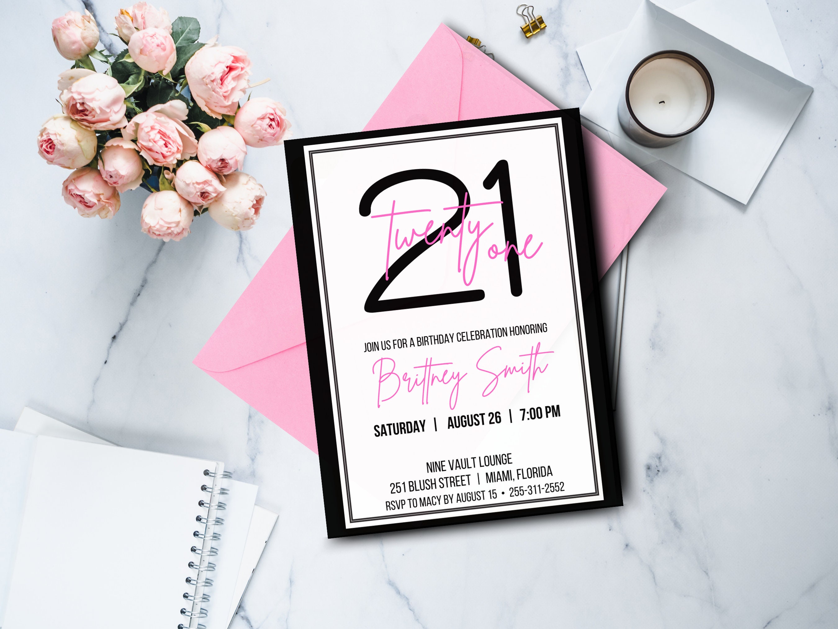 Simple 21st Birthday Party Invitation, Minimalist Invite, Adult ...