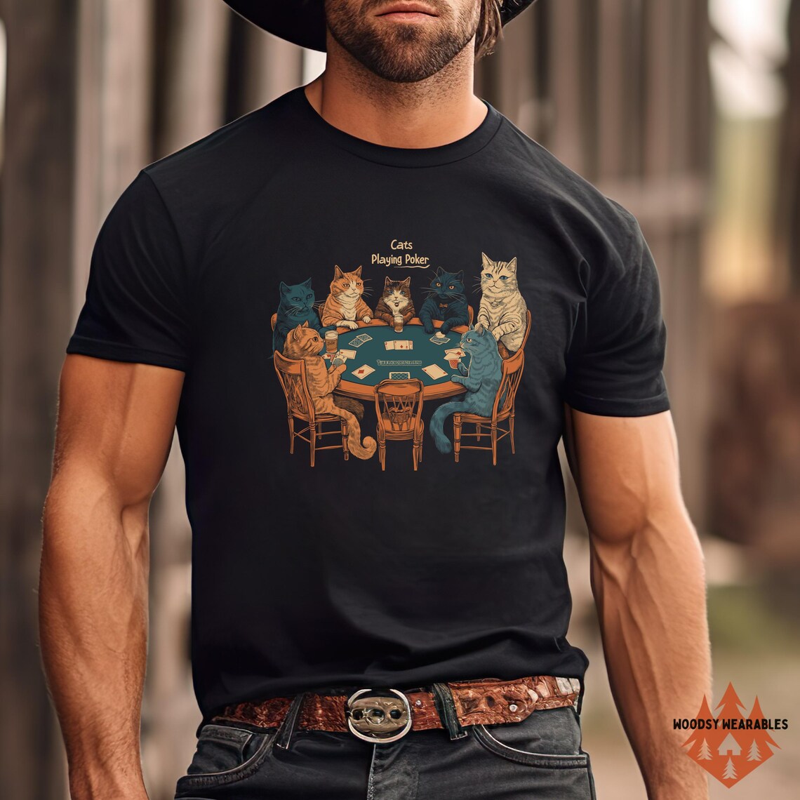 Cats Playing Poker T-shirt, Funny Cat Lover's Tee, Retro Style Cats ...