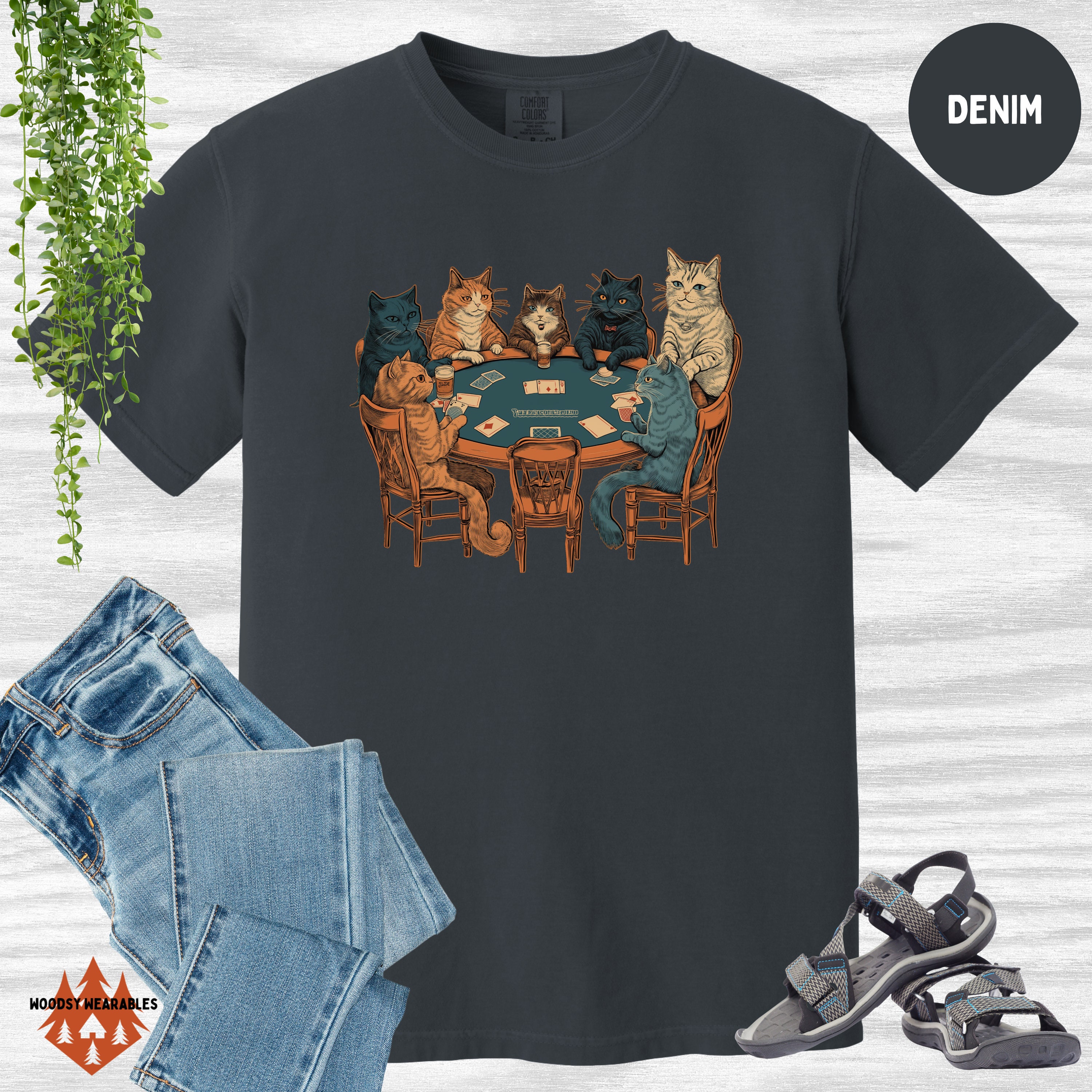 Cats Playing Poker T-shirt, Funny Cat Lover's Tee, Retro Style Cats ...