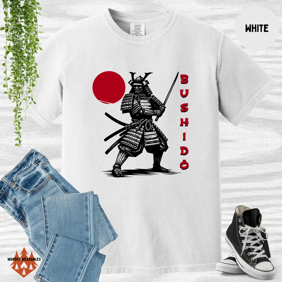 Samurai Bushidō Linocut T-shirt, Japanese Warrior Art Tee, Traditional ...