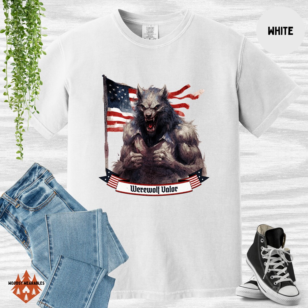 Werewolf Tshirt, Patriotic Werewolf Tee, Halloween Werewolf Shirt ...
