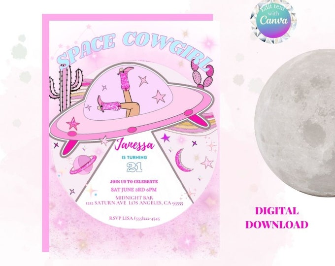 Editable Space Cowgirl Invitation for a Space Cowgirl Birthday! Space ...