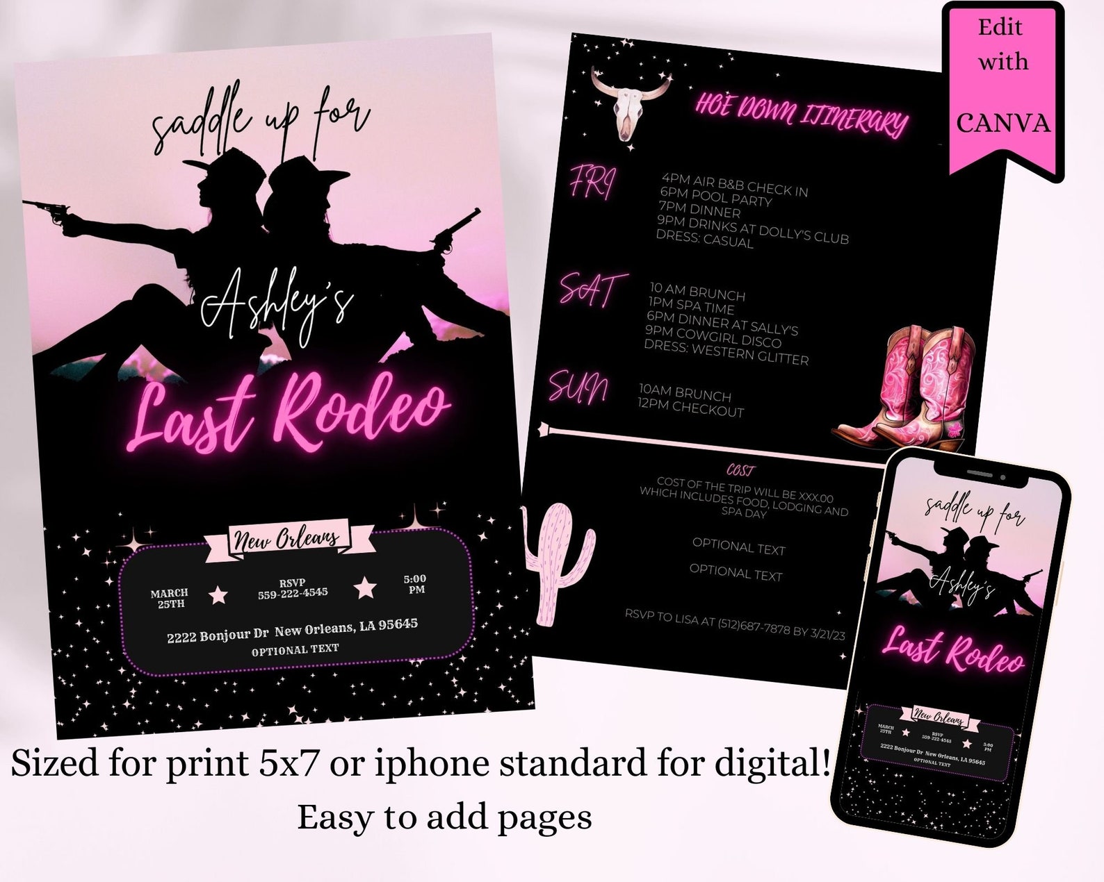 Last Rodeo Bachelorette Invitation Template Last Rodeo - Etsy