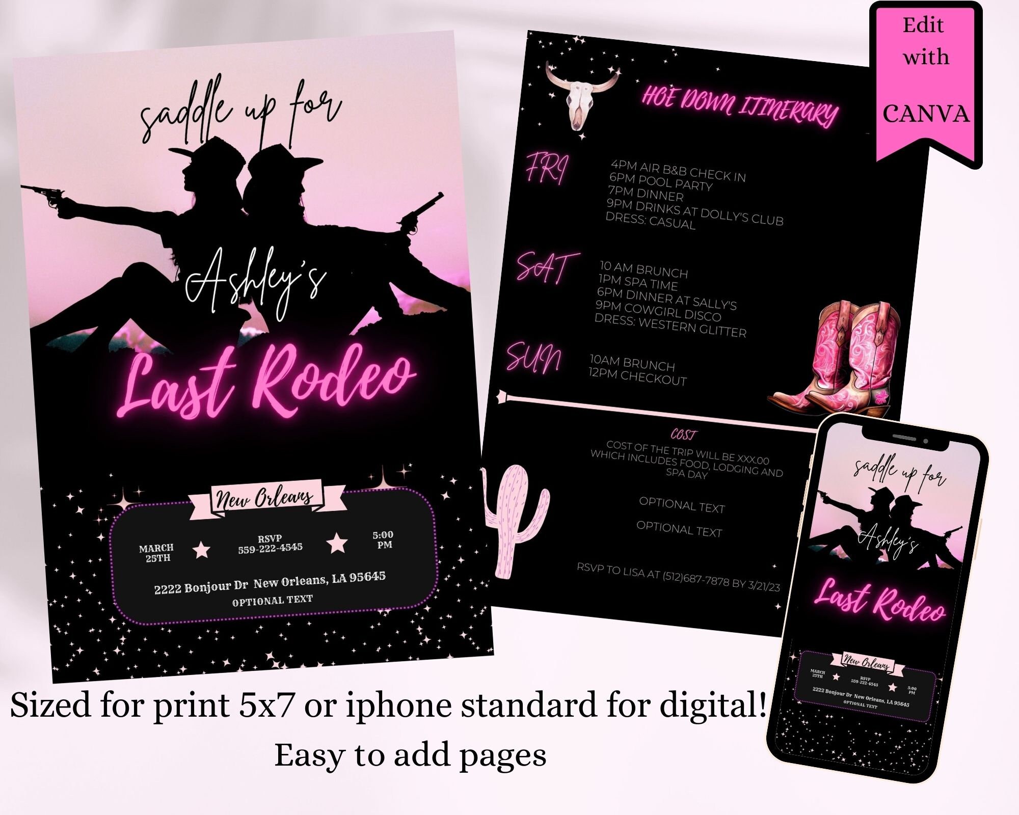 Last Rodeo Bachelorette Invitation Template Last Rodeo - Etsy