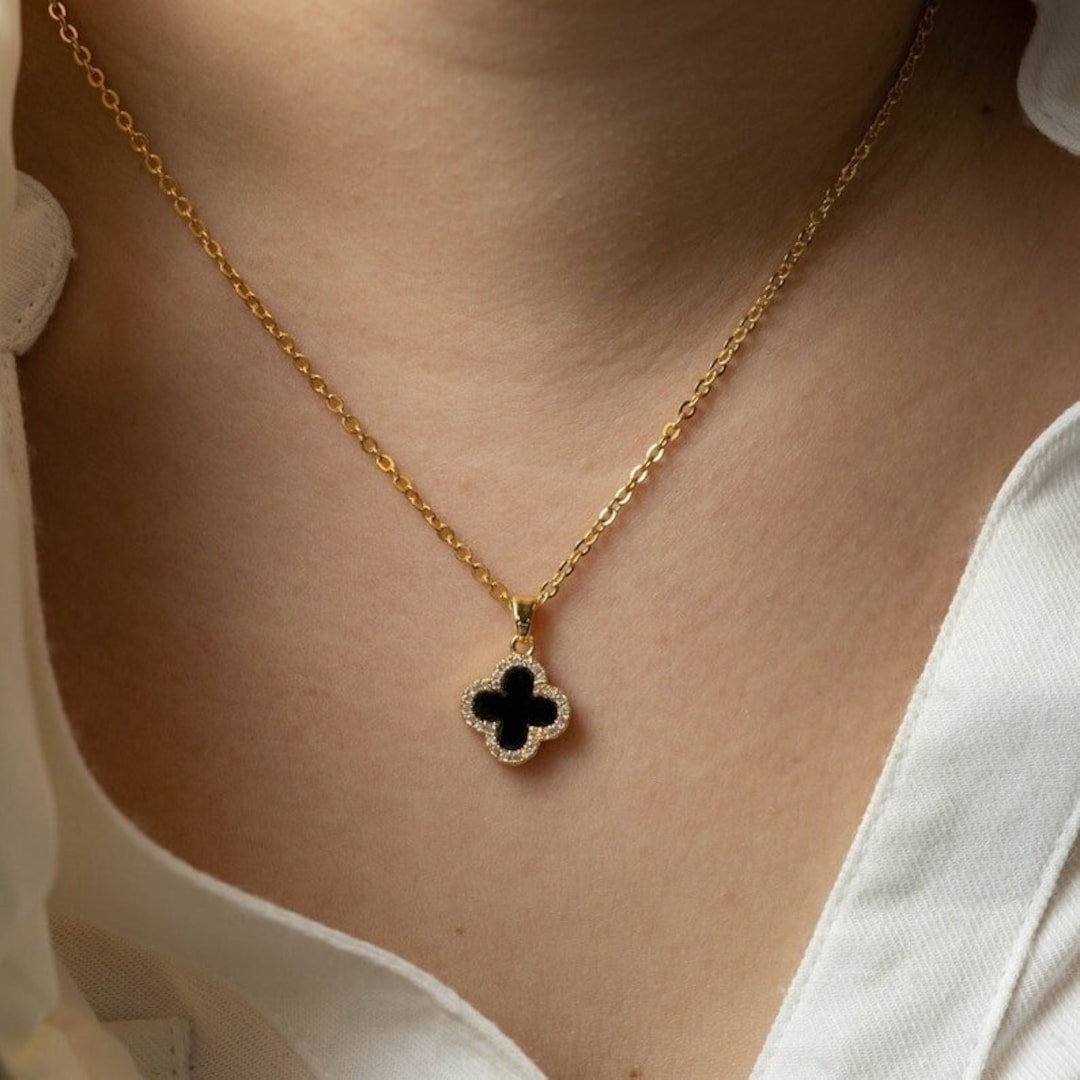 Four Leaf Clover Necklace 14K Solid Gold Chain Necklace Four - Etsy