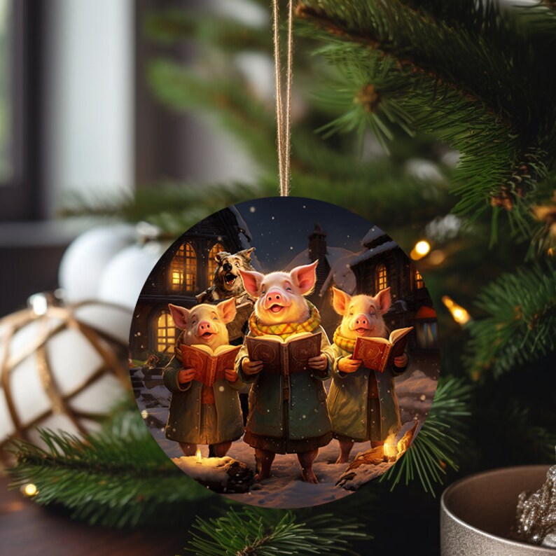 Ceramic Ornament the Three Little Pigs and the Big Bad Wolf Singing ...