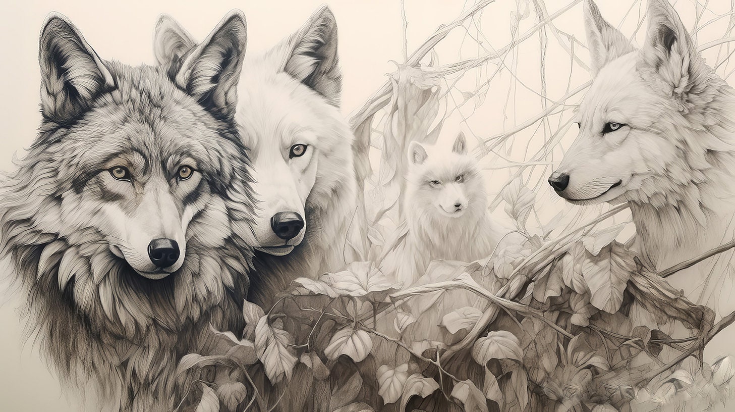Wolf Pack Drawings In Pencil