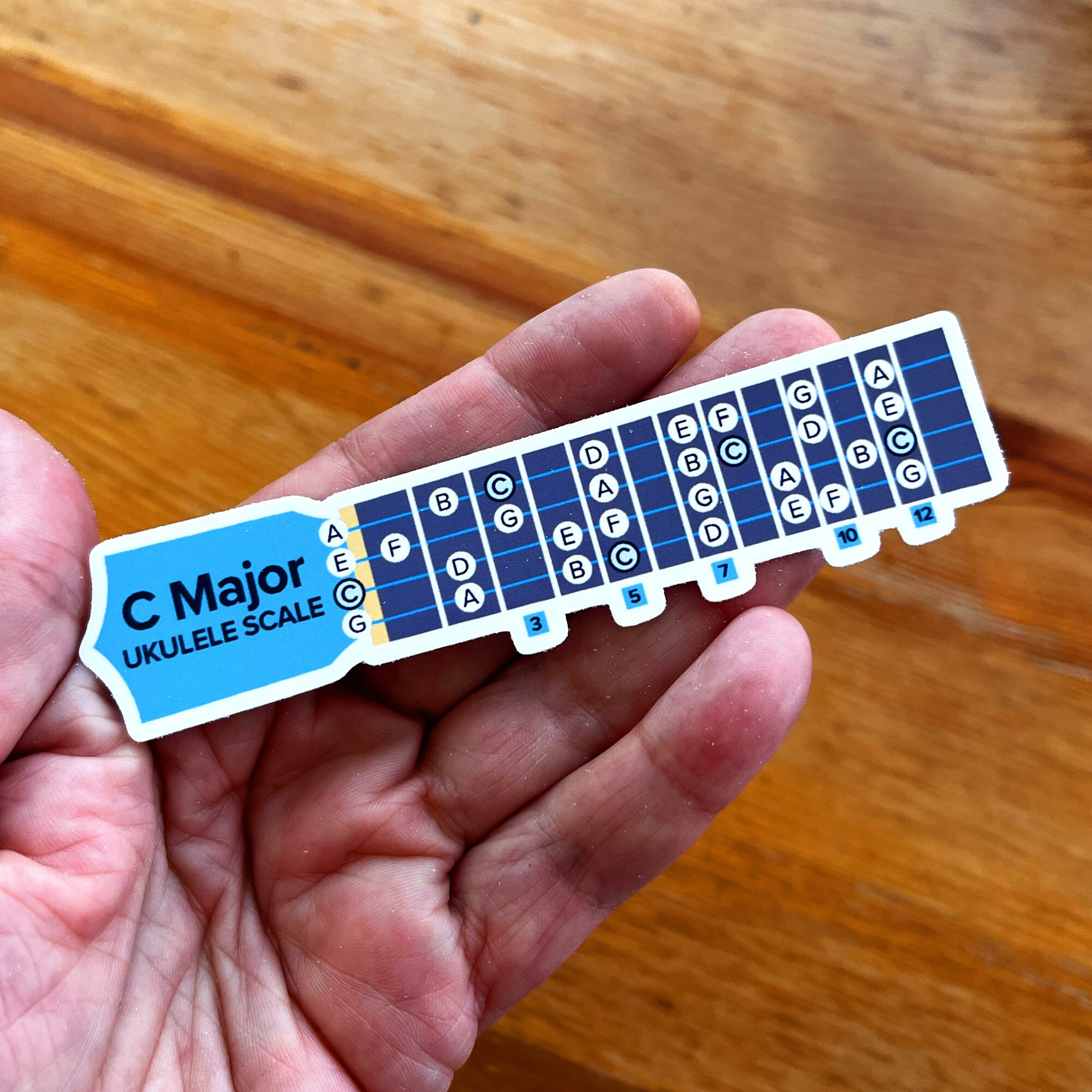Ukulele C-major Scale Fretboard Glossy Stickers - Set of Three Stickers ...