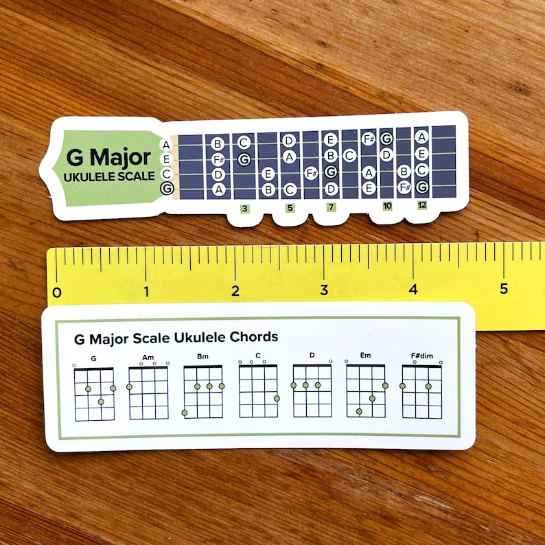 G Major Scale and Chords Sticker Set for the Ukulele - Glossy 2 Sticker ...