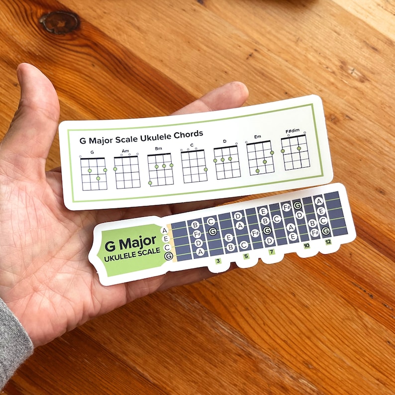G Major Scale and Chords Sticker Set for the Ukulele - Glossy 2 Sticker ...