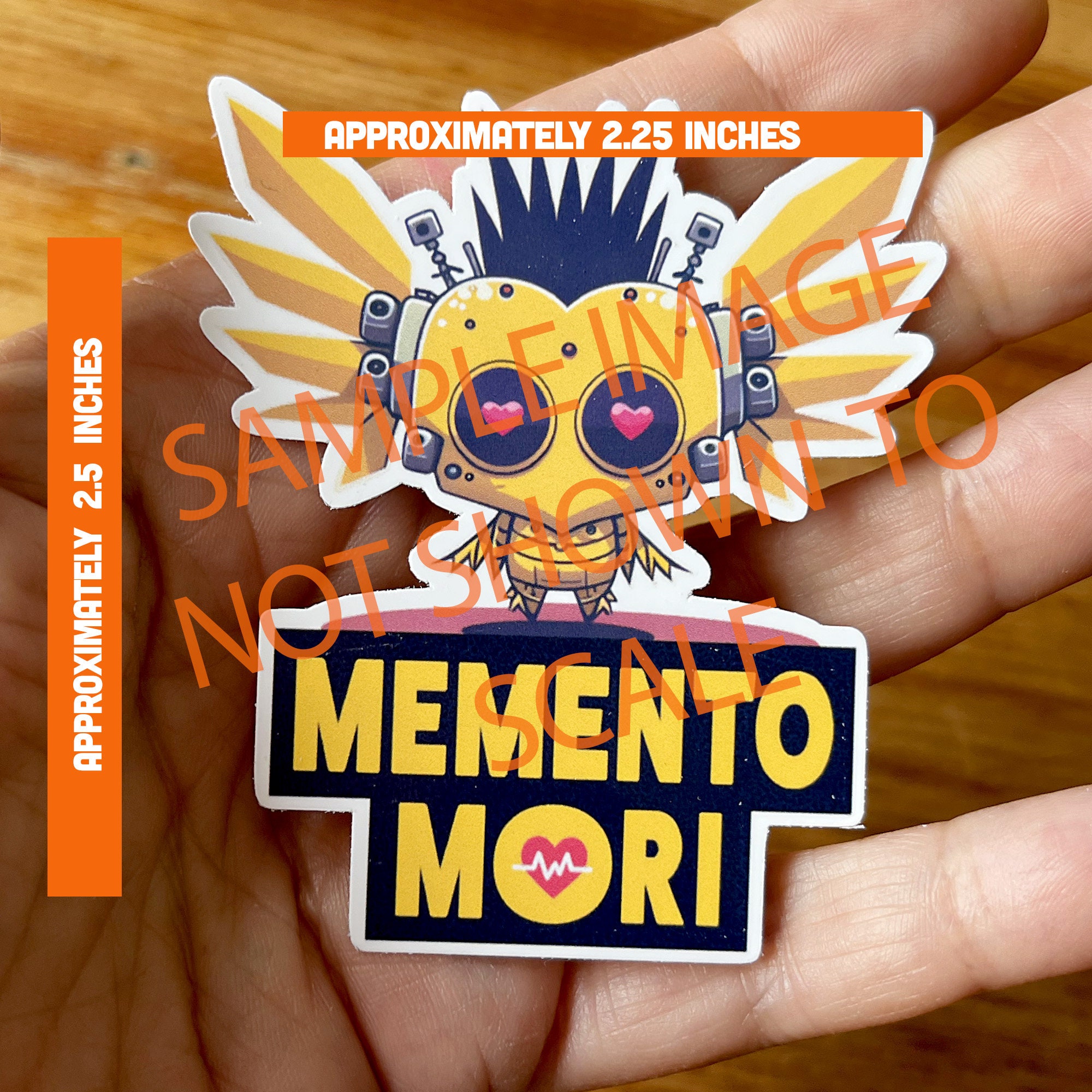 Momento Mori Robot With Wings Sticker Words on Sticker - Etsy