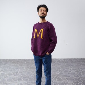 Monogram Weasley Jumper Letter Magic Gift Handmade Custom Wool Sweater ...