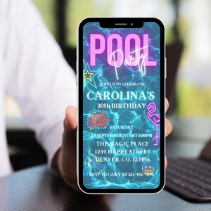 Pool Party Digital Invitation, Pool Party Invite, Pool Party Invitation ...