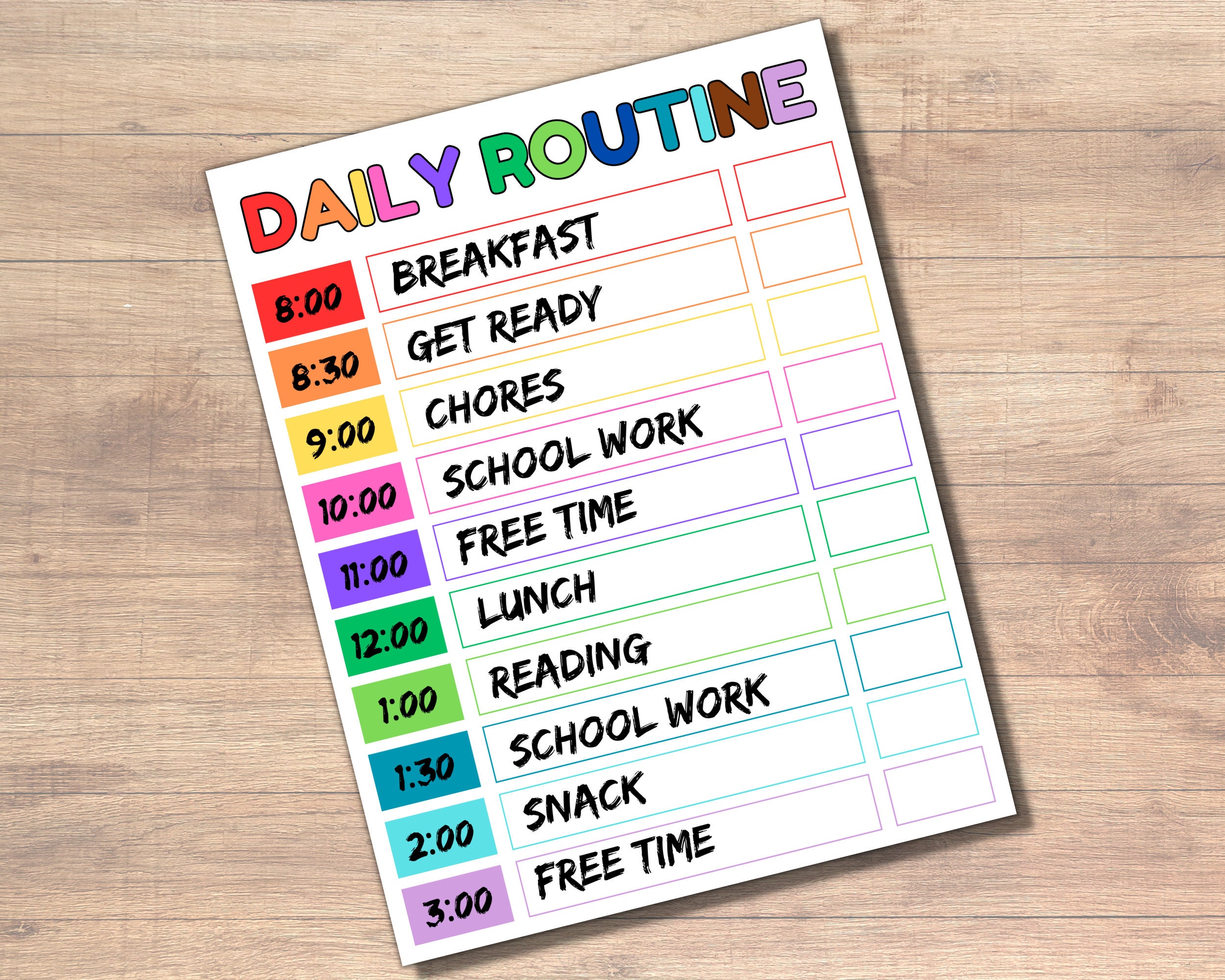 Back to School Daily Routine, Printable Daily Routine, Responsibility ...