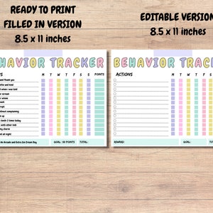 Behavior Reward Chart for Kids, Digital Printable, Editable, Digital ...