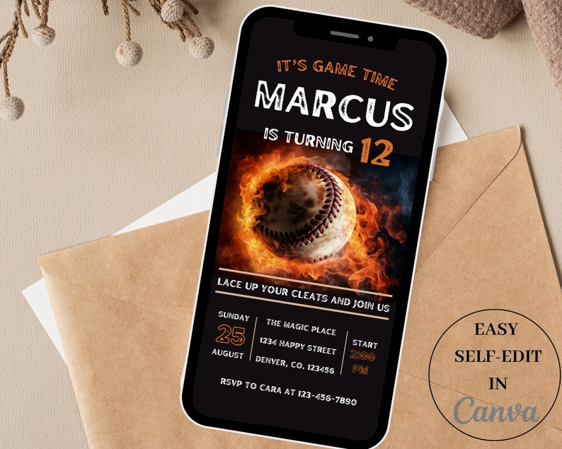 Baseball Digital Birthday Invitation, Baseball Party, Sports Invitation ...
