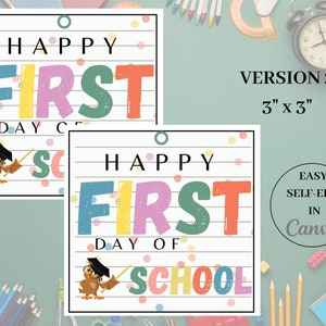 Digital Back to School My Teacher Editable Gift Tag, Bright School Year ...