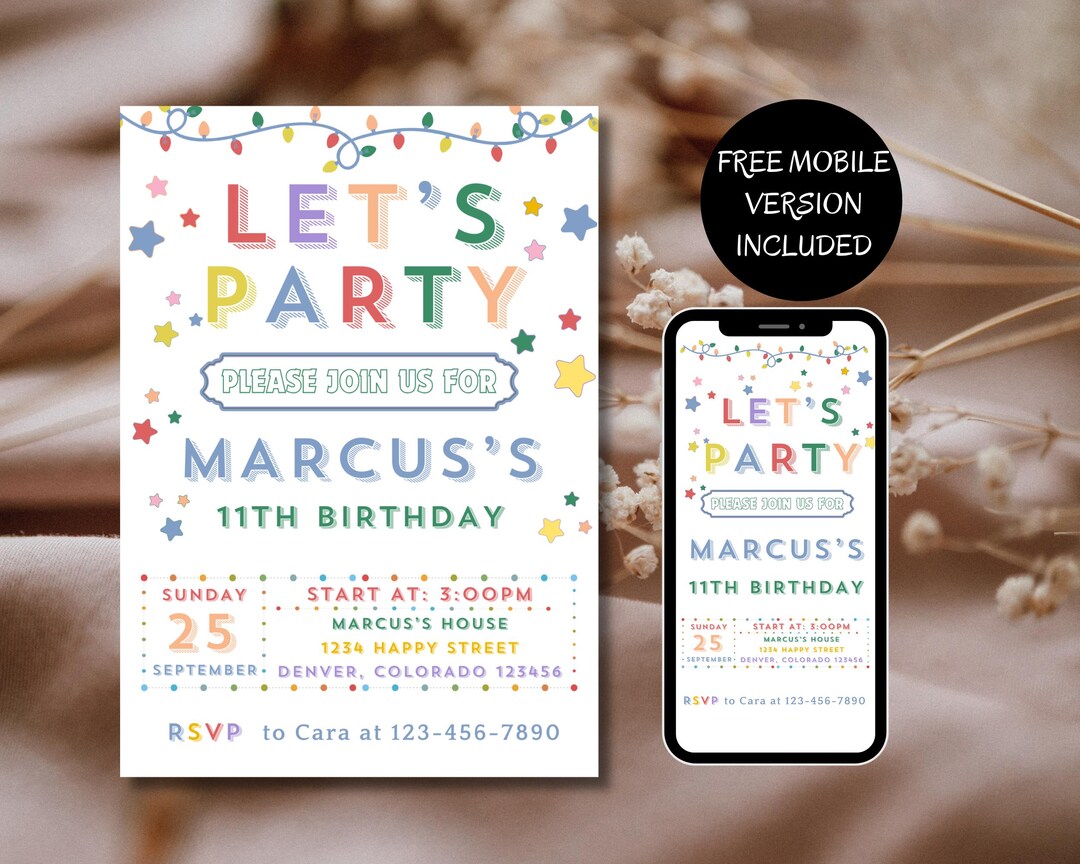 Colorful Art Birthday Party Invitation, Editable Art in Party Birthday ...