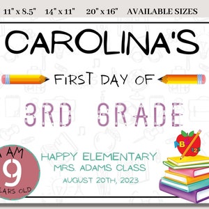 Digital Back to School Sign Editable, Printable Editable First and Last ...