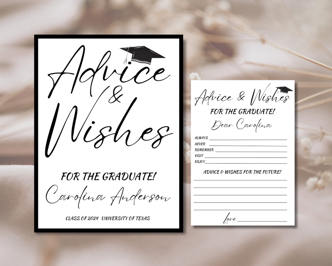 Graduation Advice & Wishes, Printable Graduation Advice Cards, Custom ...
