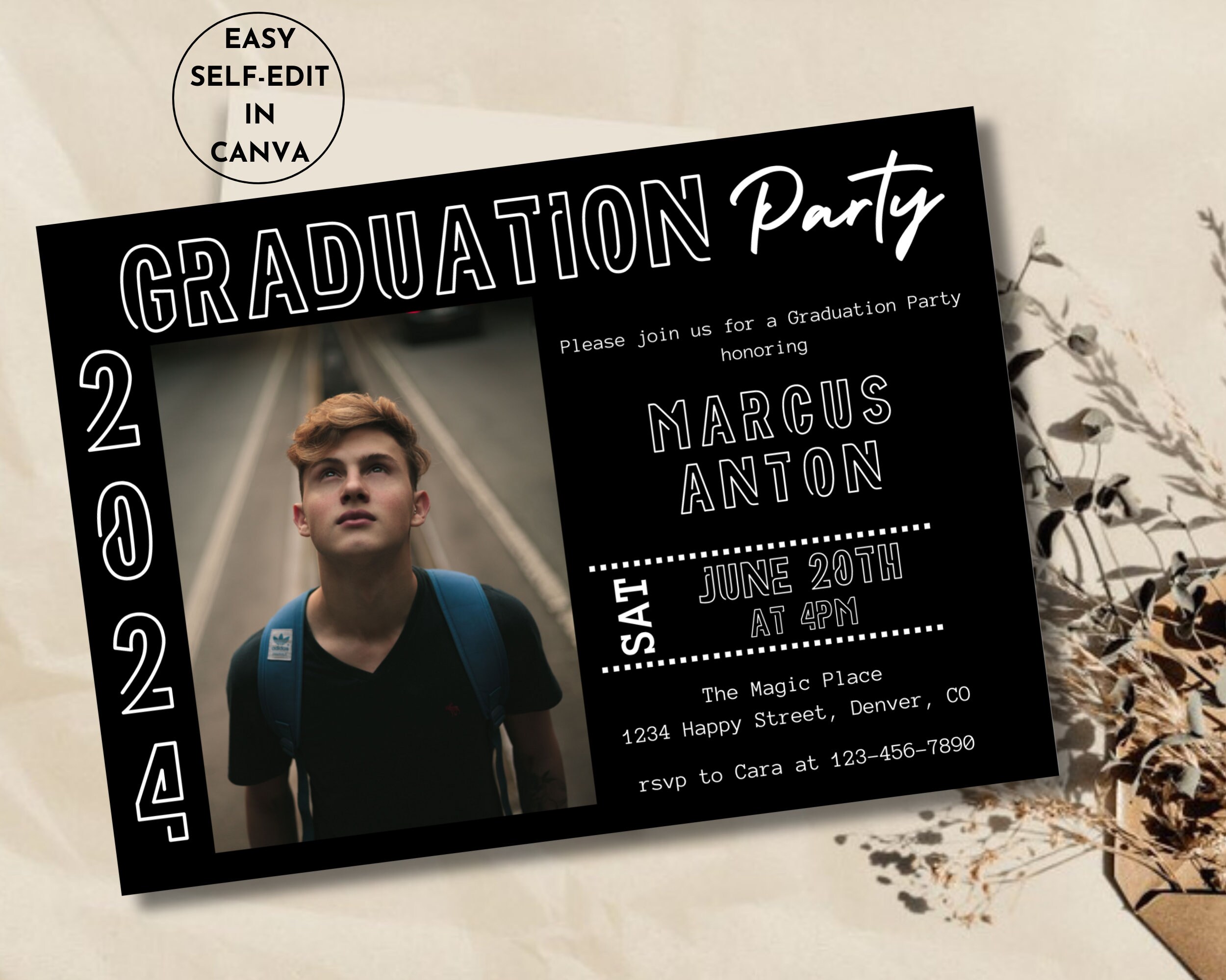 Graduation Invitation 2024 Editable Template, Modern Graduation Party ...