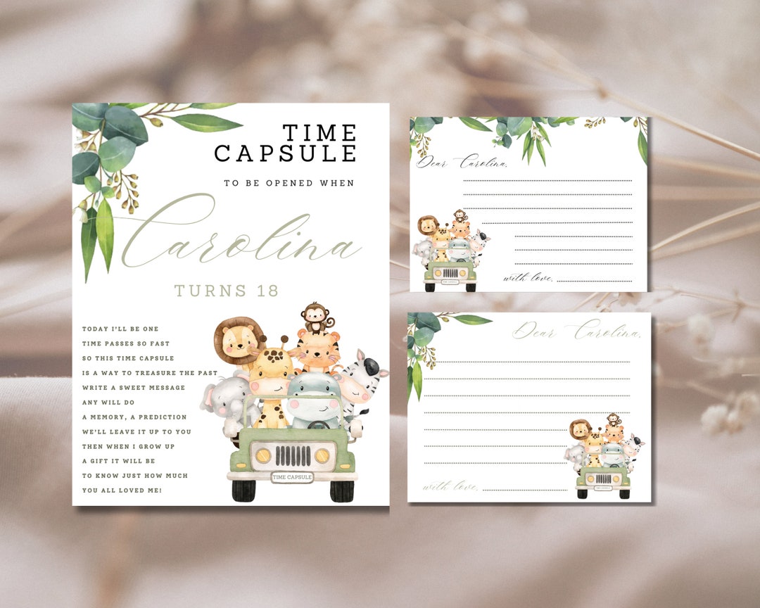 Time Capsule Sign With Matching Printable Message Cards, Editable Sign ...