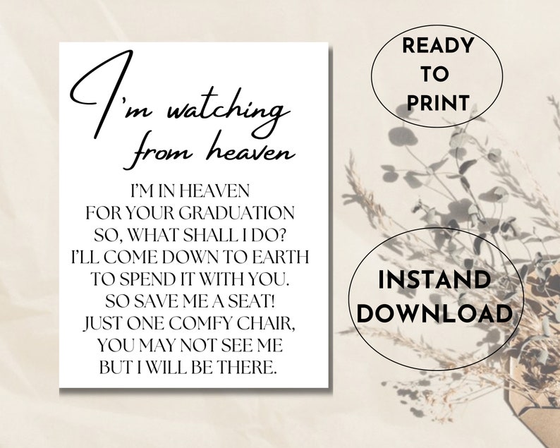 Memorial Graduation Party Printable Sign, Reserved Chair Sign ...