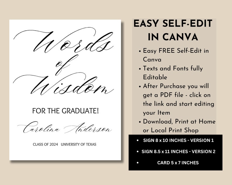 Graduation Advice & Wishes, Printable Graduation Advice Cards, Custom ...
