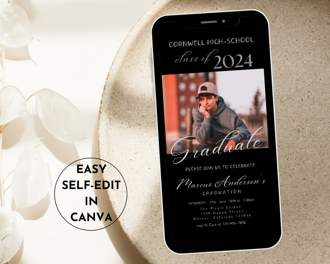 Digital Graduation Party Invite Template, Electronic Graduation ...