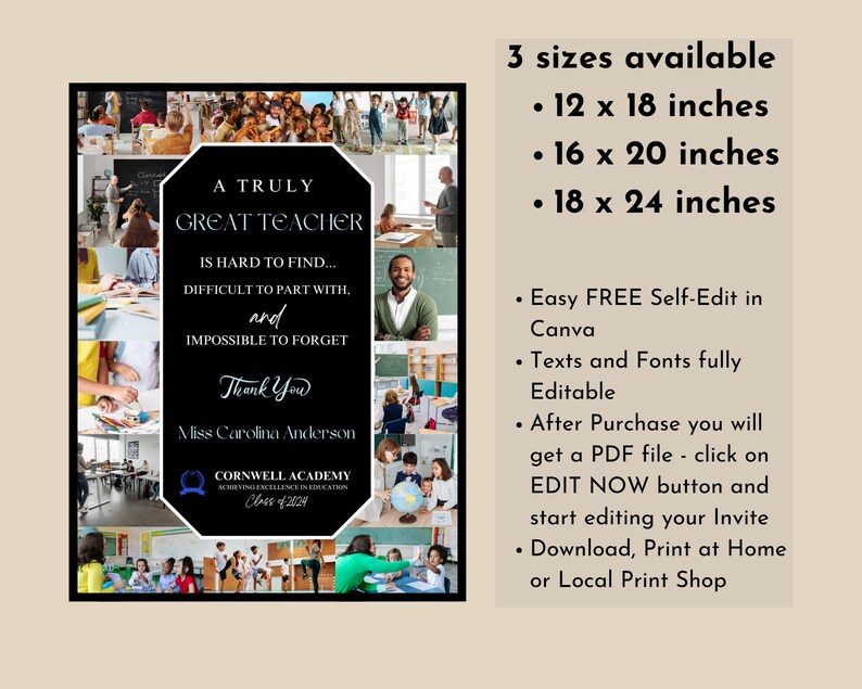 End of School, Teacher Gift, Thank You Teacher, Teacher Farewell Gift ...