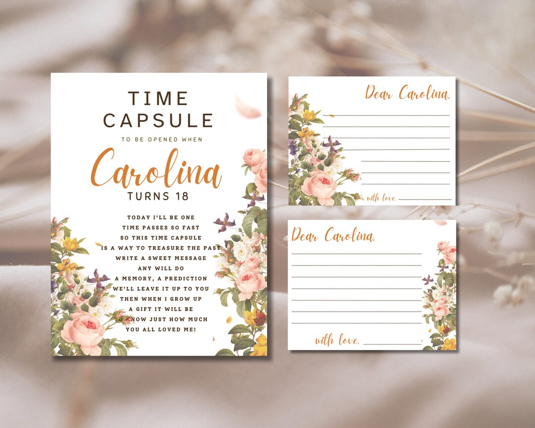 Time Capsule Sign With Matching Printable Message Cards, Editable Sign ...