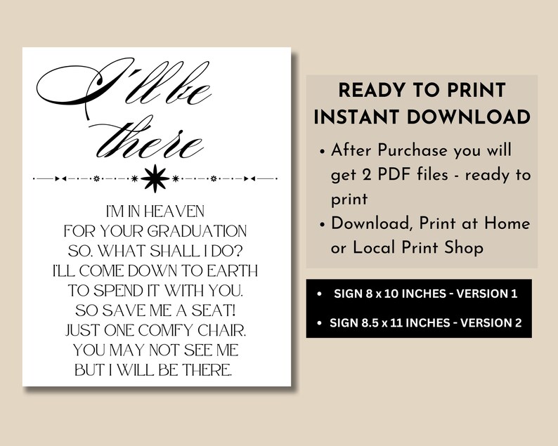 Memorial Graduation Party Printable Sign, Reserved Chair Sign ...