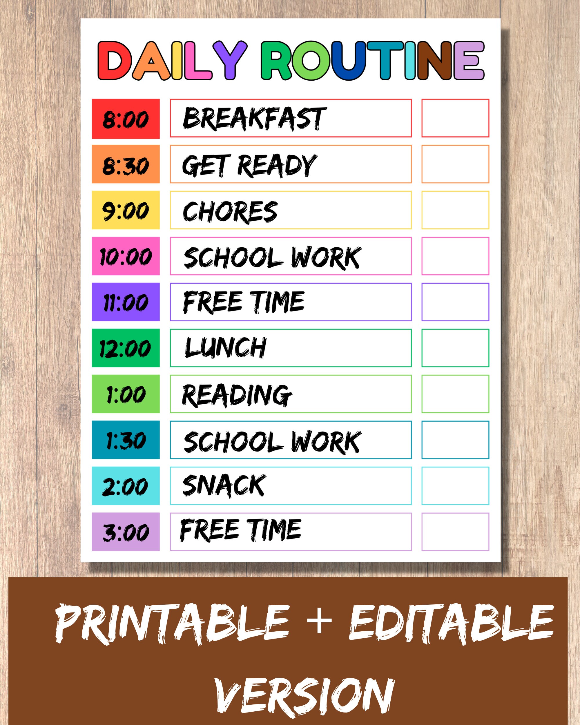 Back to School Daily Routine, Printable Daily Routine, Responsibility ...